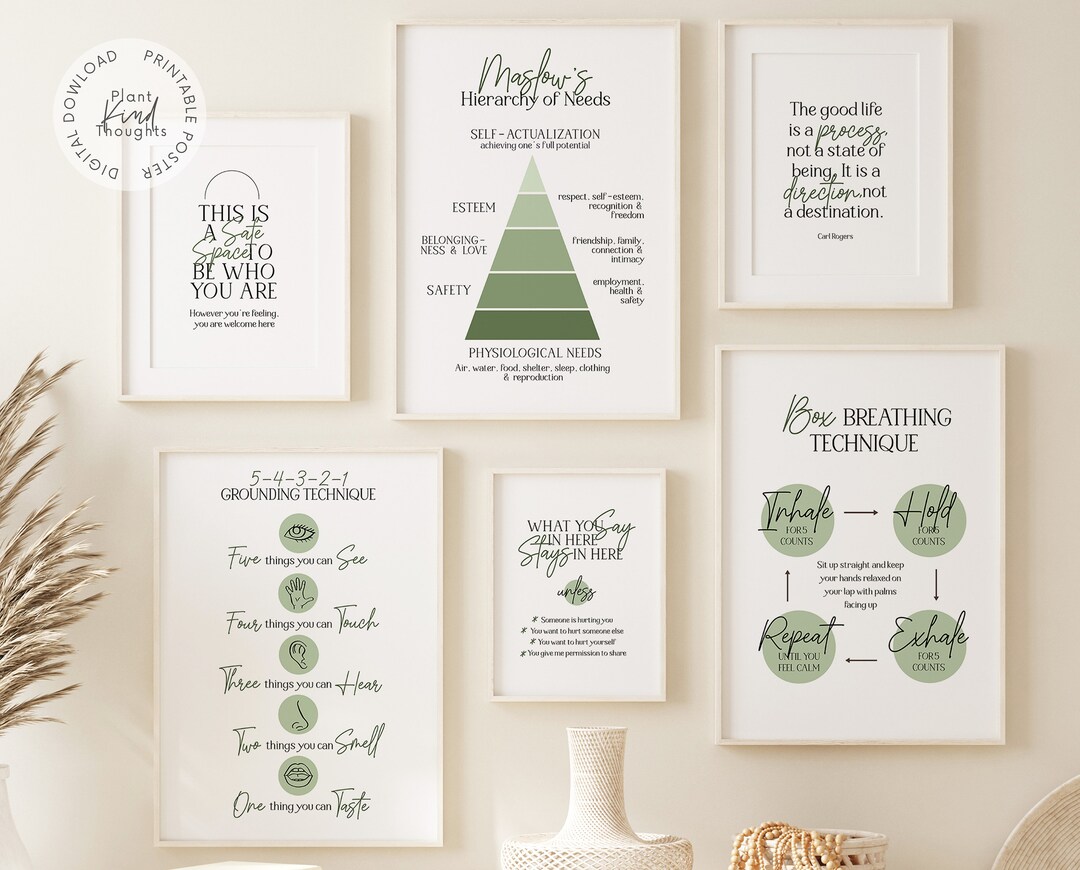 6 MINIMAL GREEN School Counseling School Counselor Office Decor School ...