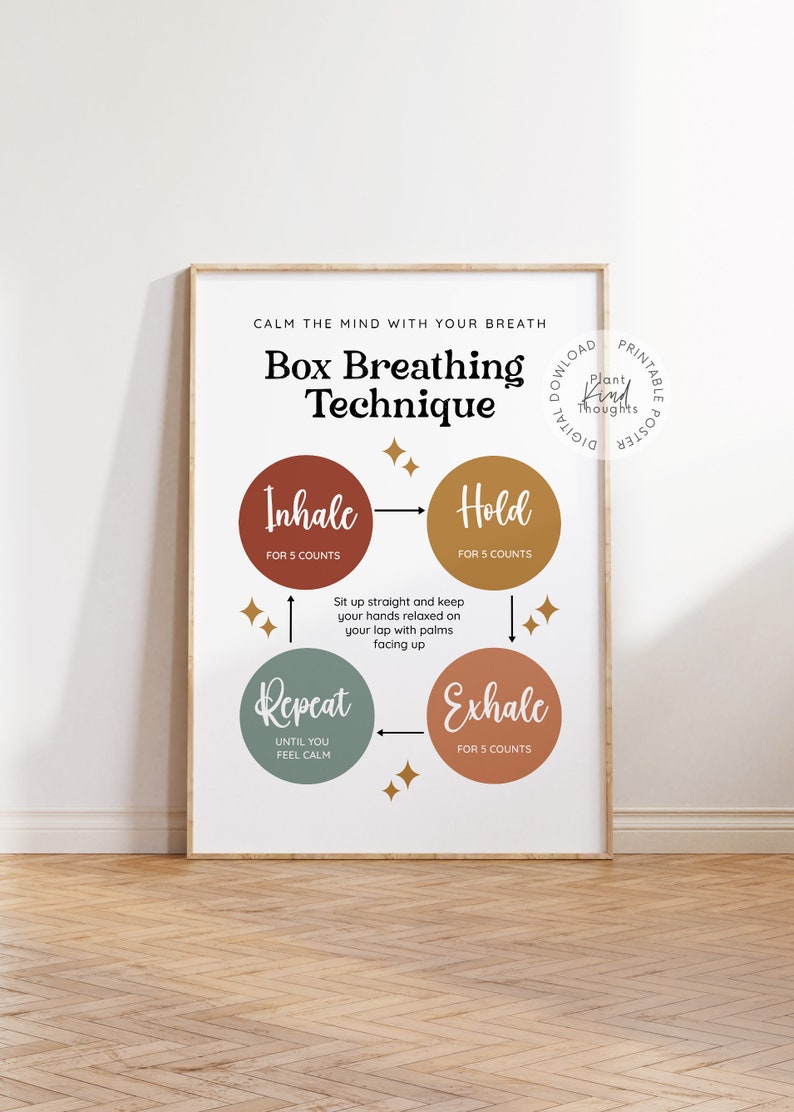 BOX BREATHING Mental Health Poster School Counselor Office - Etsy