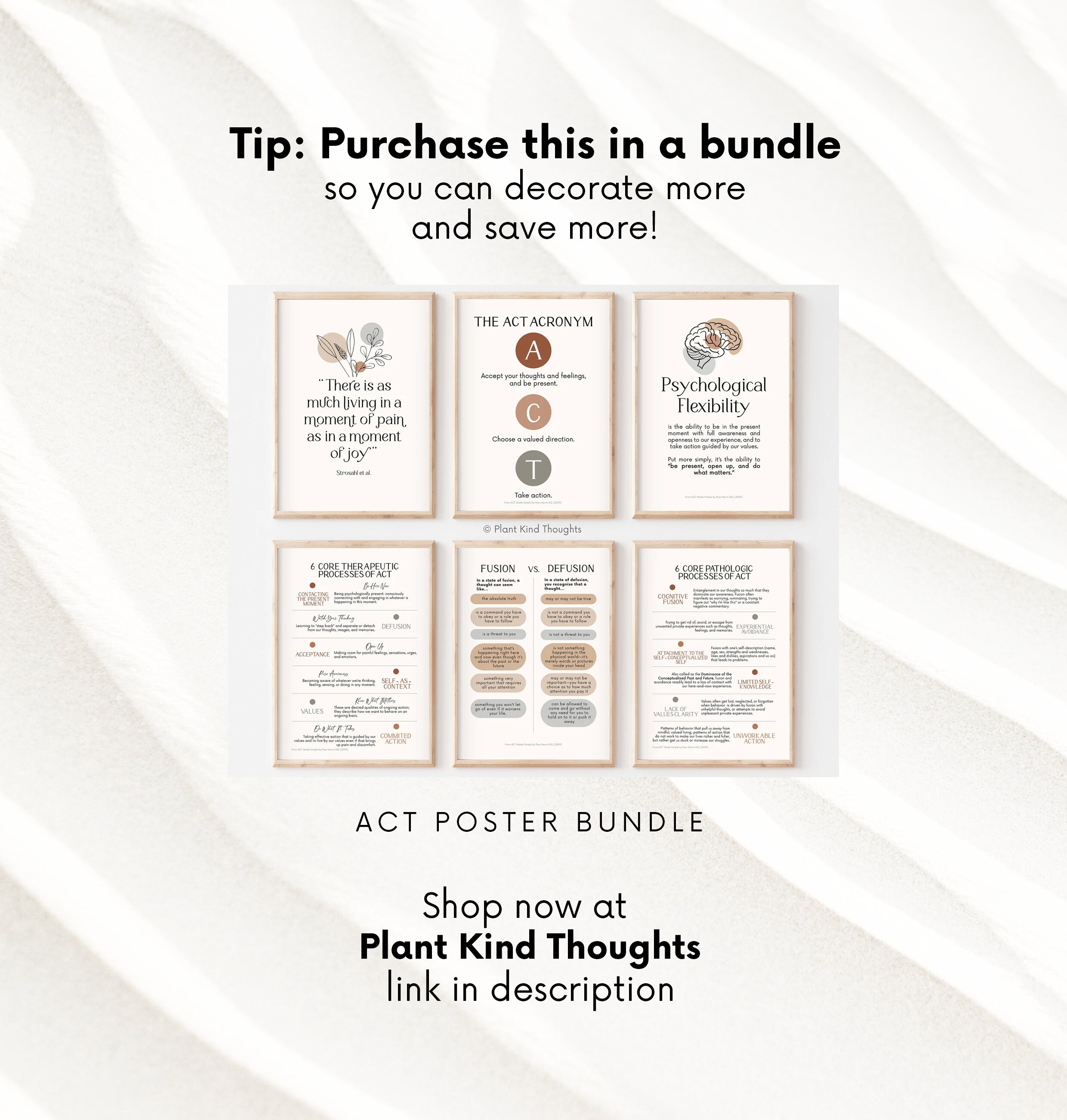 ACT 6 Core THERAPEUTIC PROCESSES: Acceptance and Commitment - Etsy