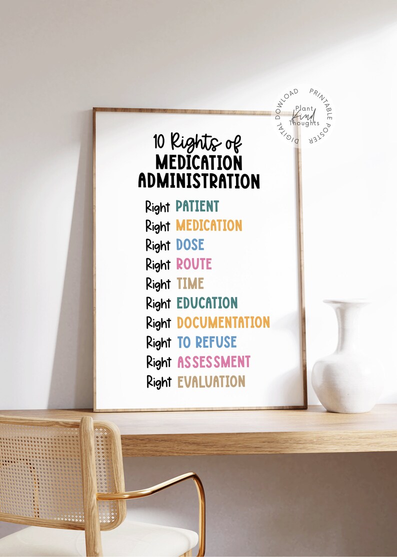 10 RIGHTS of MEDICATION ADMINISTRATION School Nurse Office Decor School ...