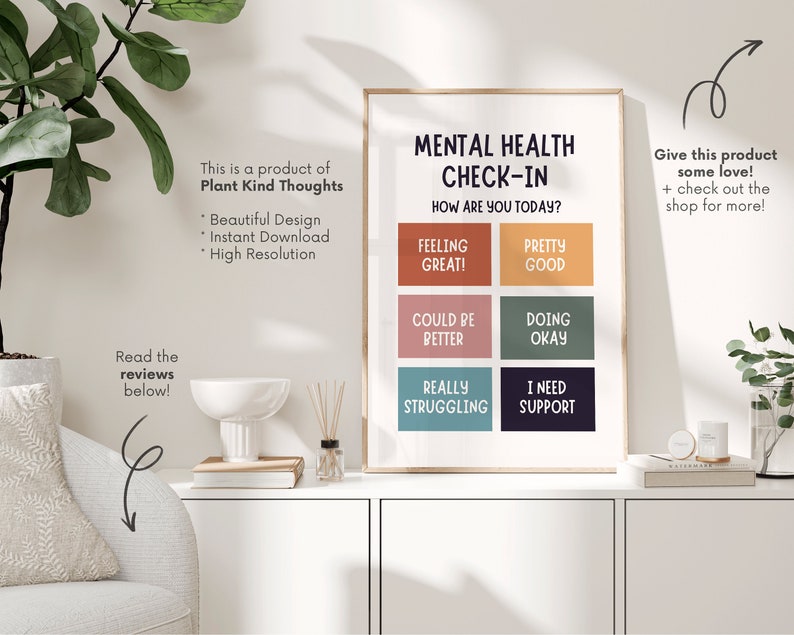 MENTAL HEALTH Check-in Digital Poster: Emotions School - Etsy