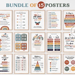 15 RAINBOW Counseling Posters Bundle School Counselor Office Decor ...