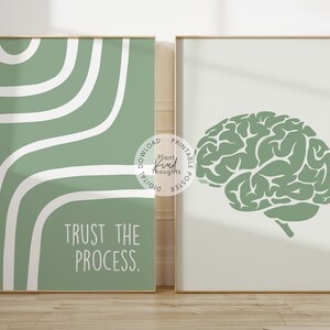 8 THERAPY OFFICE DECOR Bundle Sage Green Therapy Poster School ...