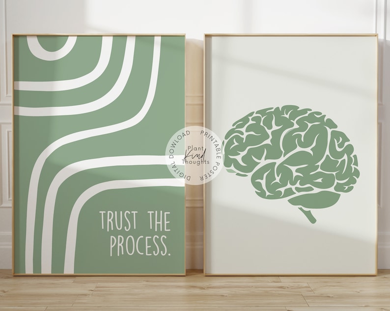 8 THERAPY OFFICE DECOR Bundle Sage Green Therapy Poster School ...