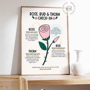 ROSE BUD and THORN Check-in Mental Health Poster: Mindfulness Poster ...