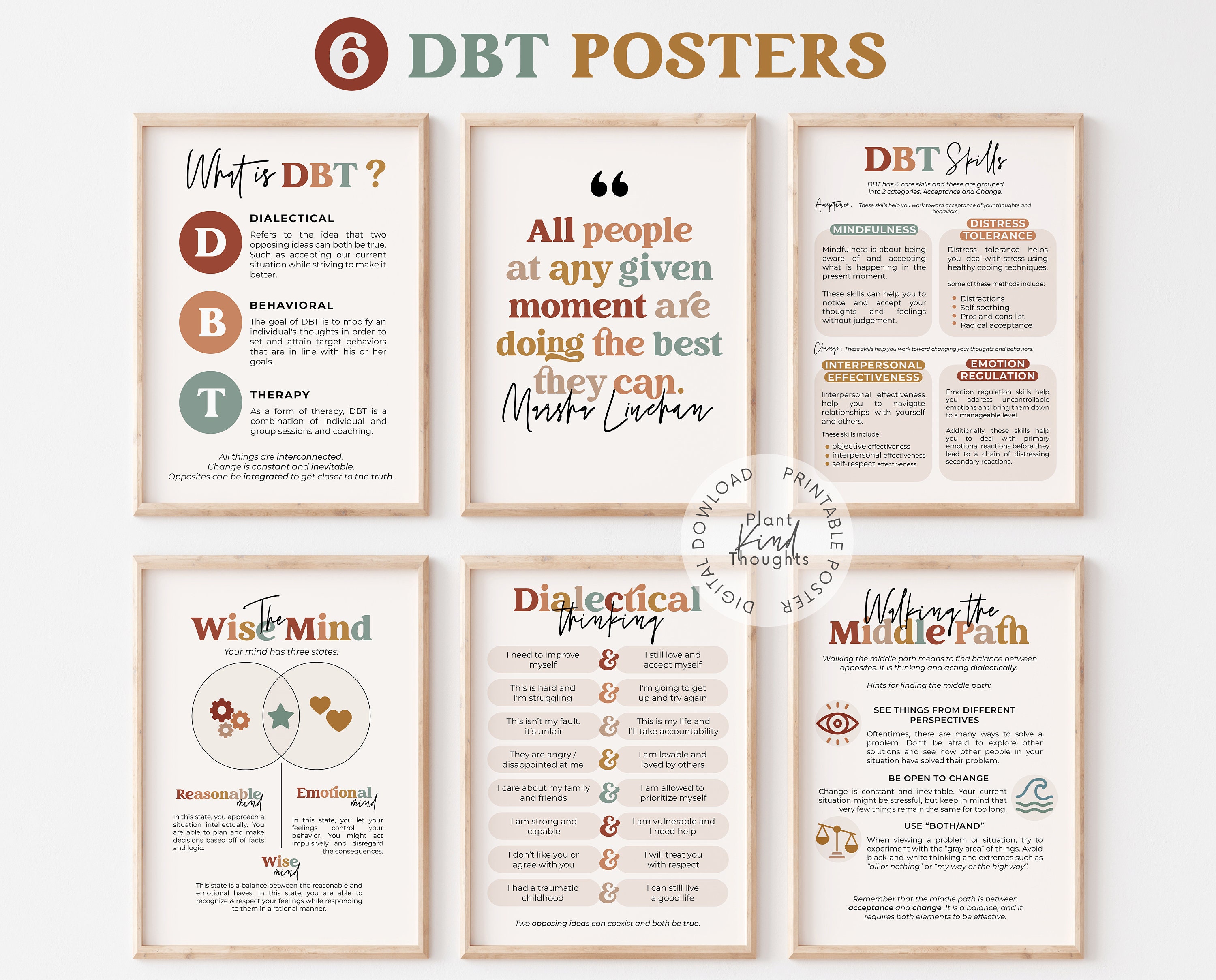 6 DBT POSTERS BUNDLE Dialectical Behavior Therapy Office Decor - Etsy
