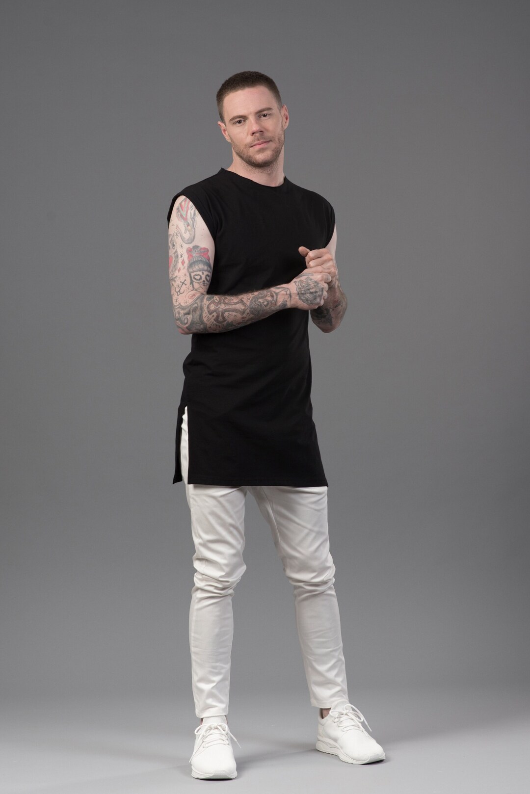 Men’s Longline Tank Top / Minimalist Streetwear Vest / Oversized ...
