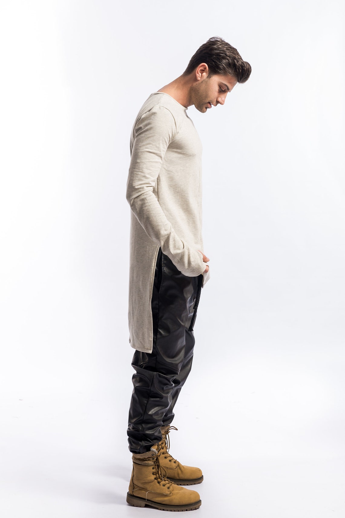 Men's Longline T-shirt / Side Slit T-shirt With Thumbholes - Etsy