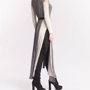 Gray Maxi Tunic Top: Cut Out Shoulders, Long Side Slits - Etsy