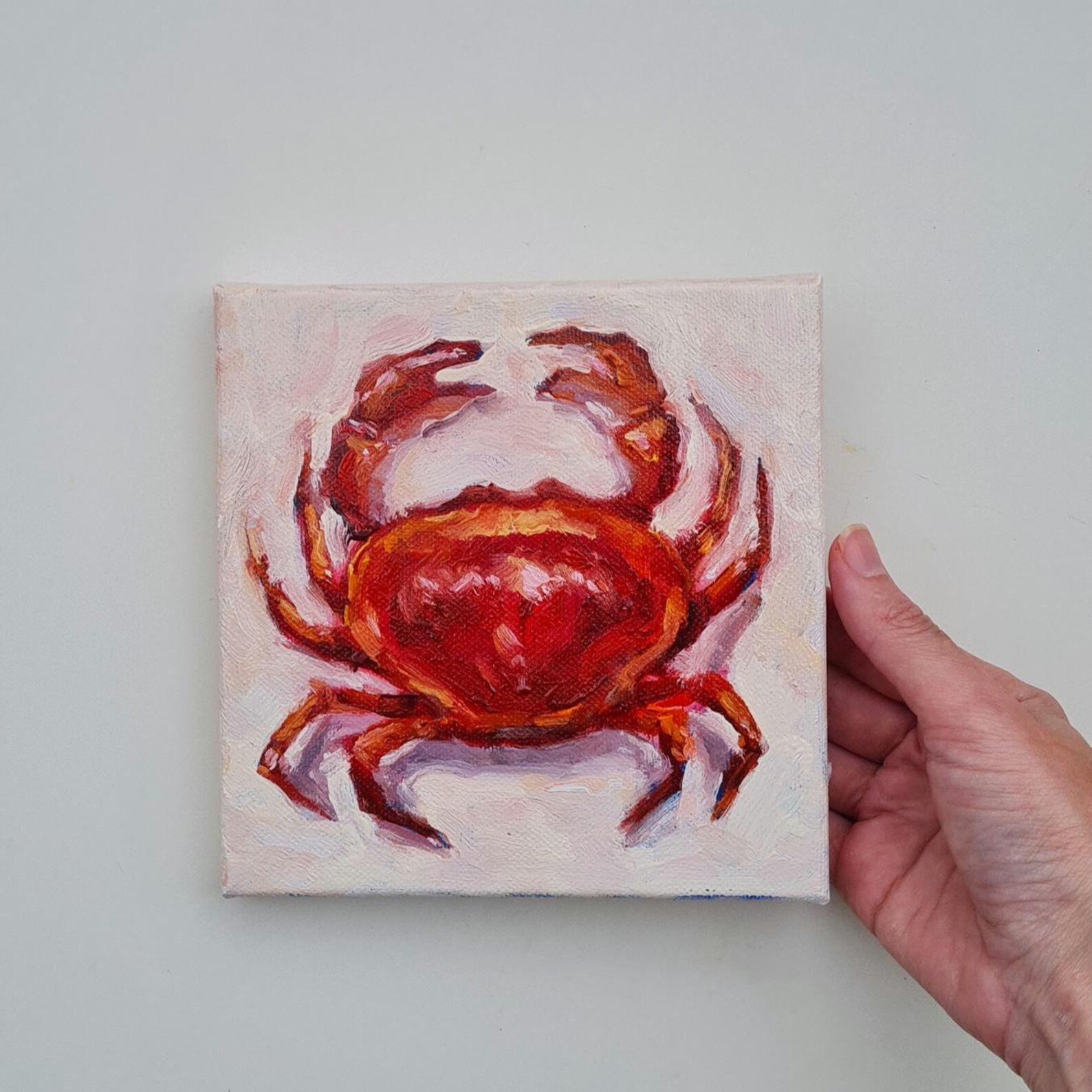 Red Crab Oil Painting on Canvas 6x6 Marine Life Original Art - Etsy