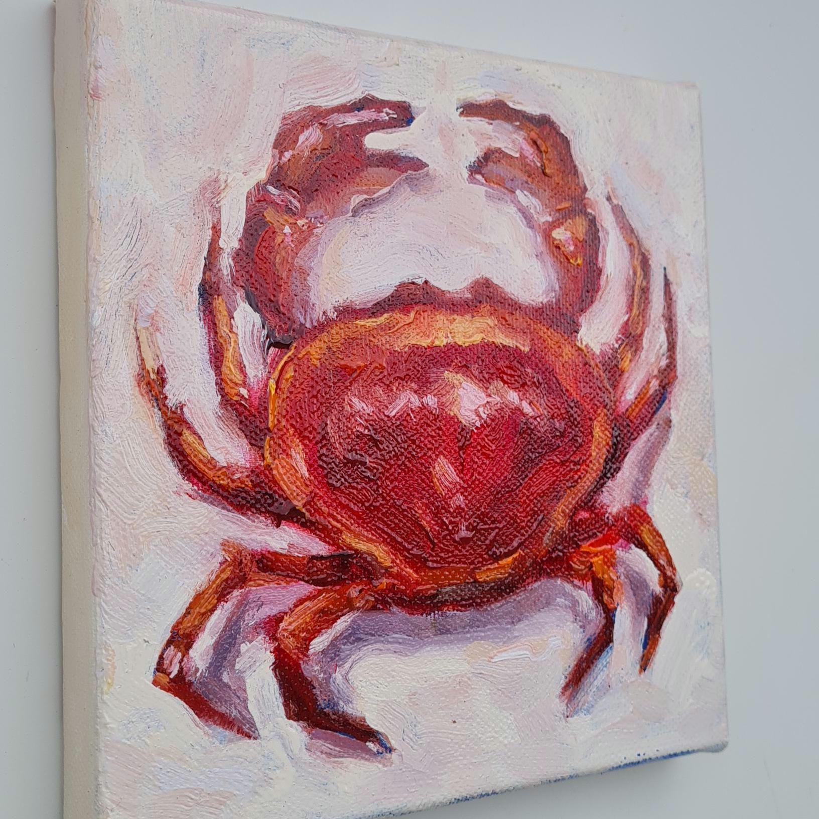 Red Crab Oil Painting on Canvas 6x6 Marine Life Original Art - Etsy
