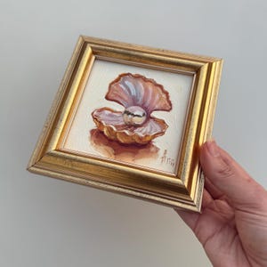 Seashell Pearl Painting Sea Shell With Pearl Artwork Original Oil ...