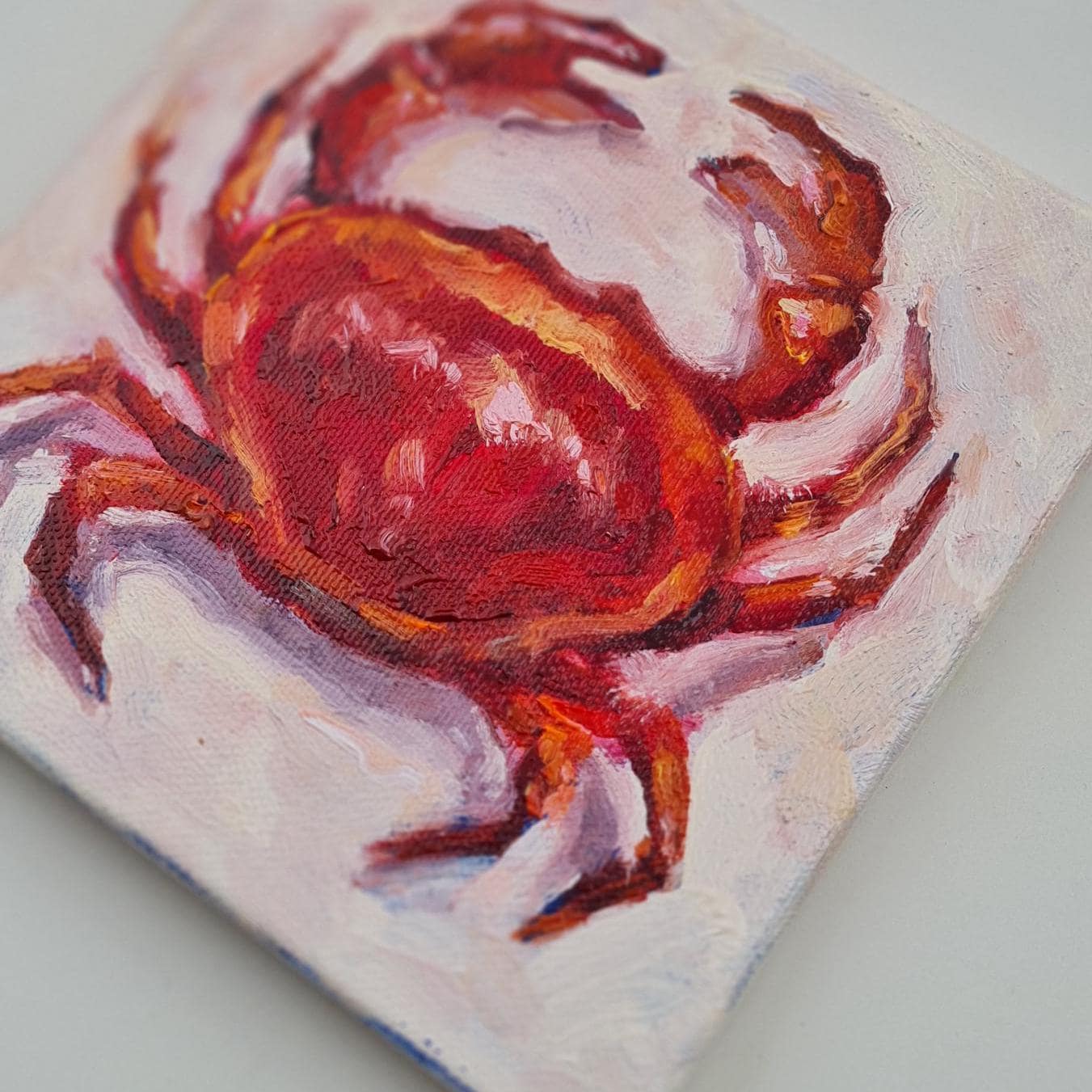Red Crab Oil Painting on Canvas 6x6 Marine Life Original Art - Etsy