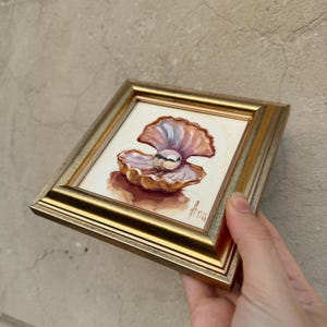 Seashell Pearl Painting Sea Shell With Pearl Artwork Original Oil ...
