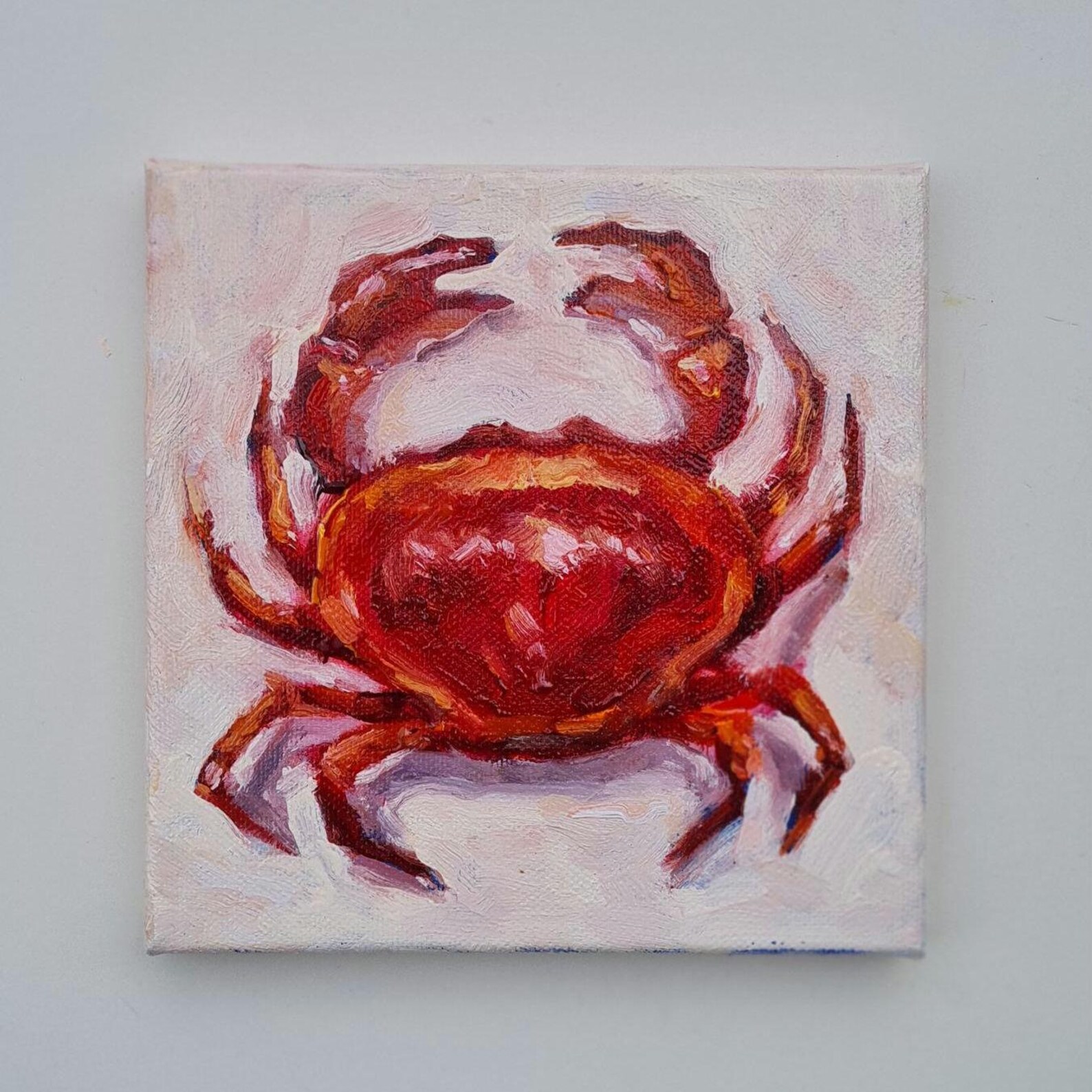 Red Crab Oil Painting on Canvas 6x6 Marine Life Sea Original Art - Etsy