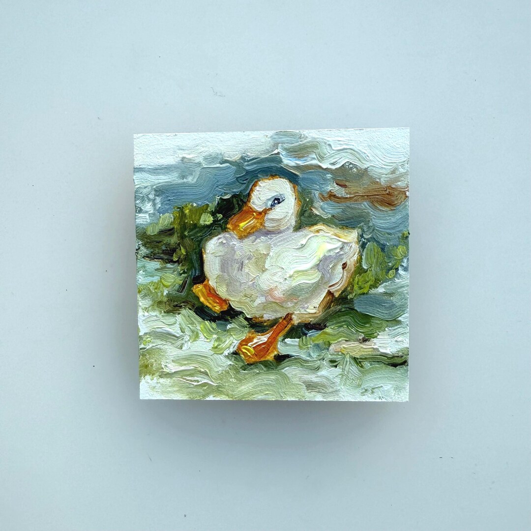 Duck Painting Original Landscape Art Small Oil Painting Duck Nursery ...
