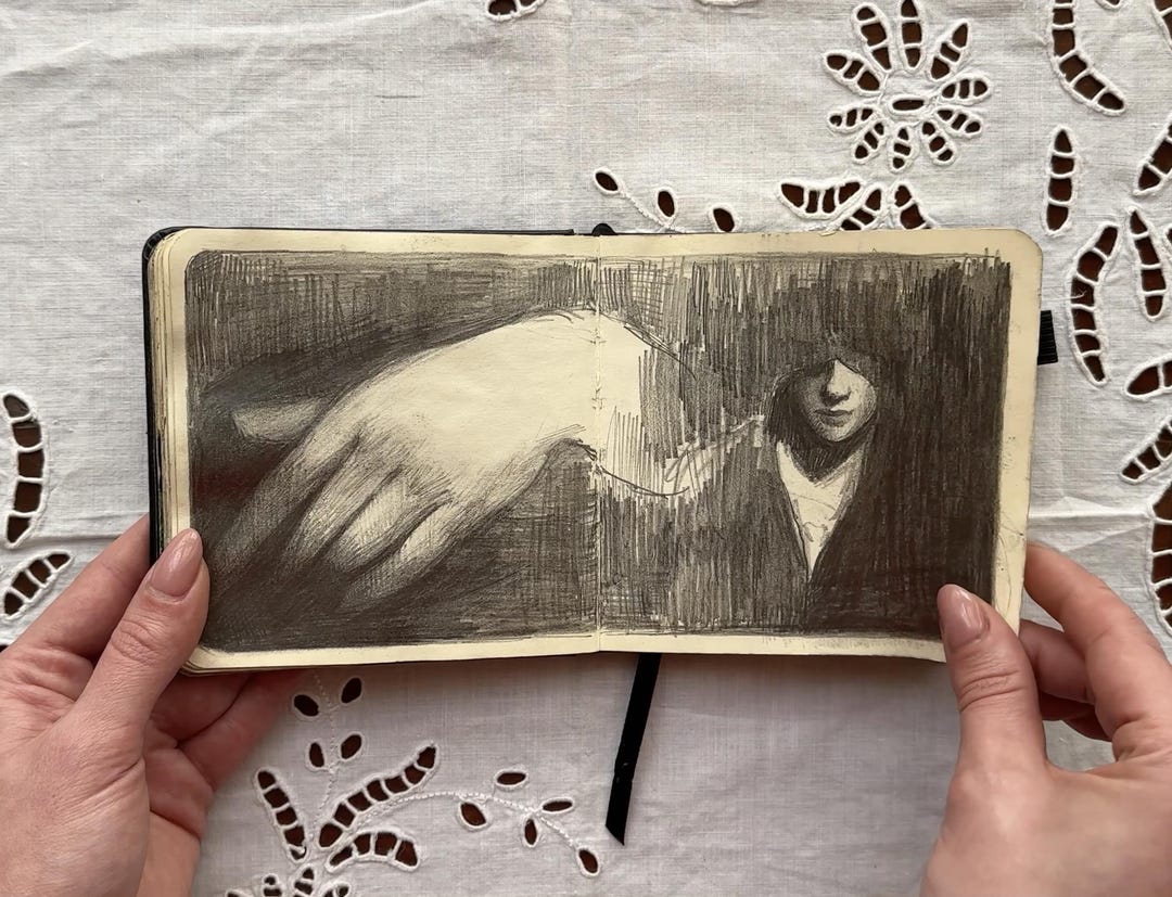 Artist's Sketchbook, Finished Small Custom Sketchbook, Original Drawing ...
