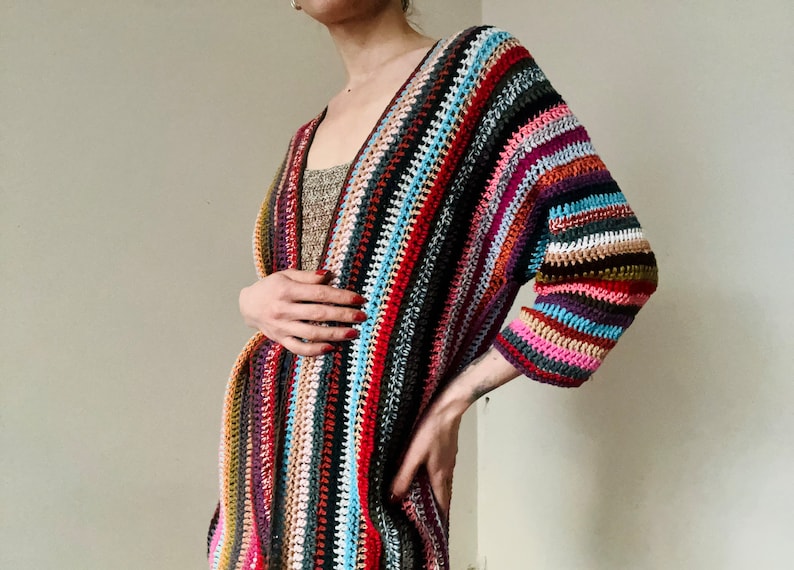 Handmade Upcycled Cardigan Scrap Crochet Hand Knitted Haori - Etsy