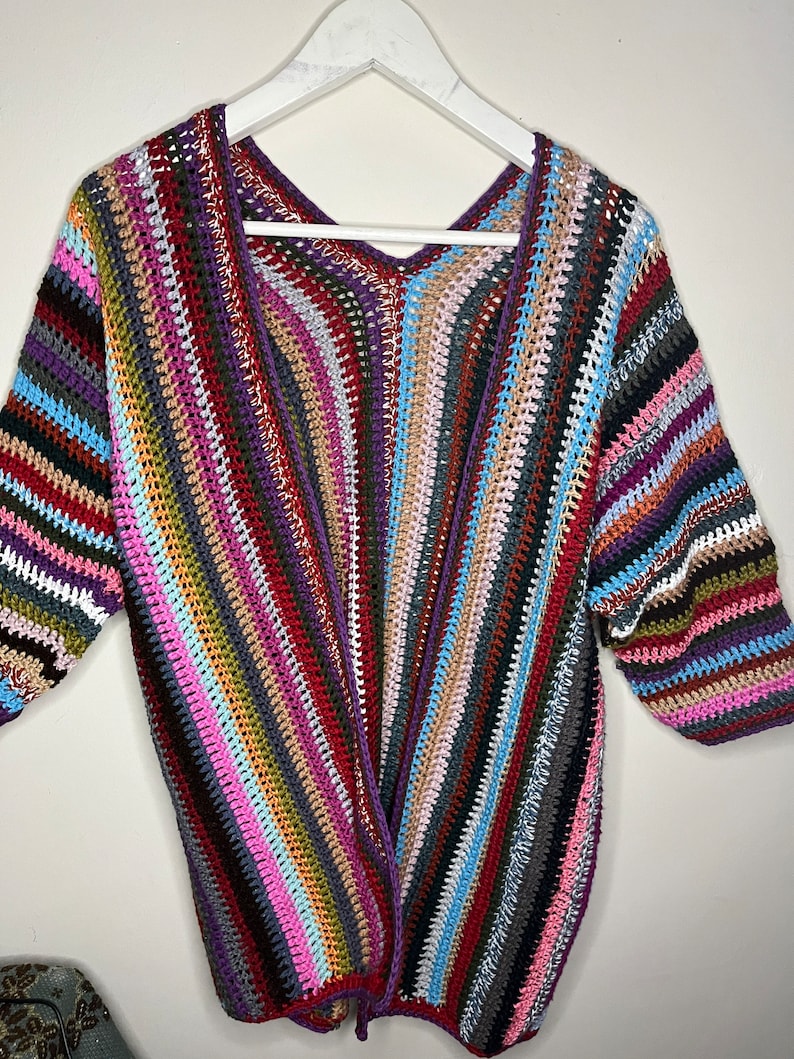 Handmade Upcycled Cardigan Scrap Crochet Hand Knitted Haori - Etsy