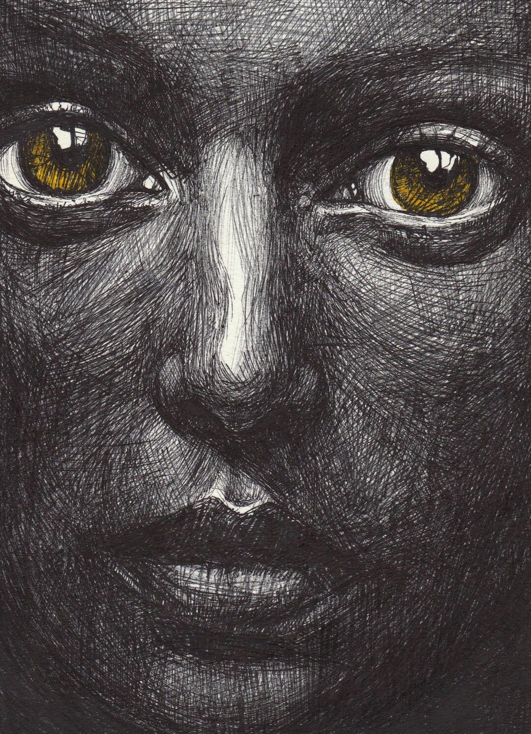 Original Ink Portrait Drawing: Moody Gothic Wall Art (5x7 Inches) - Etsy