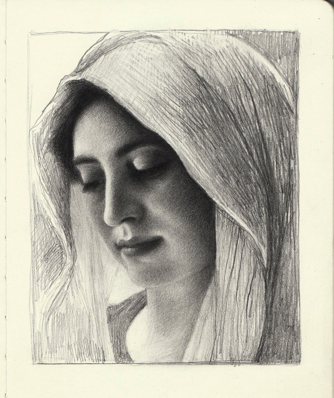 Original Pencil Drawing, Classical Portrait Painting, Victorian ...