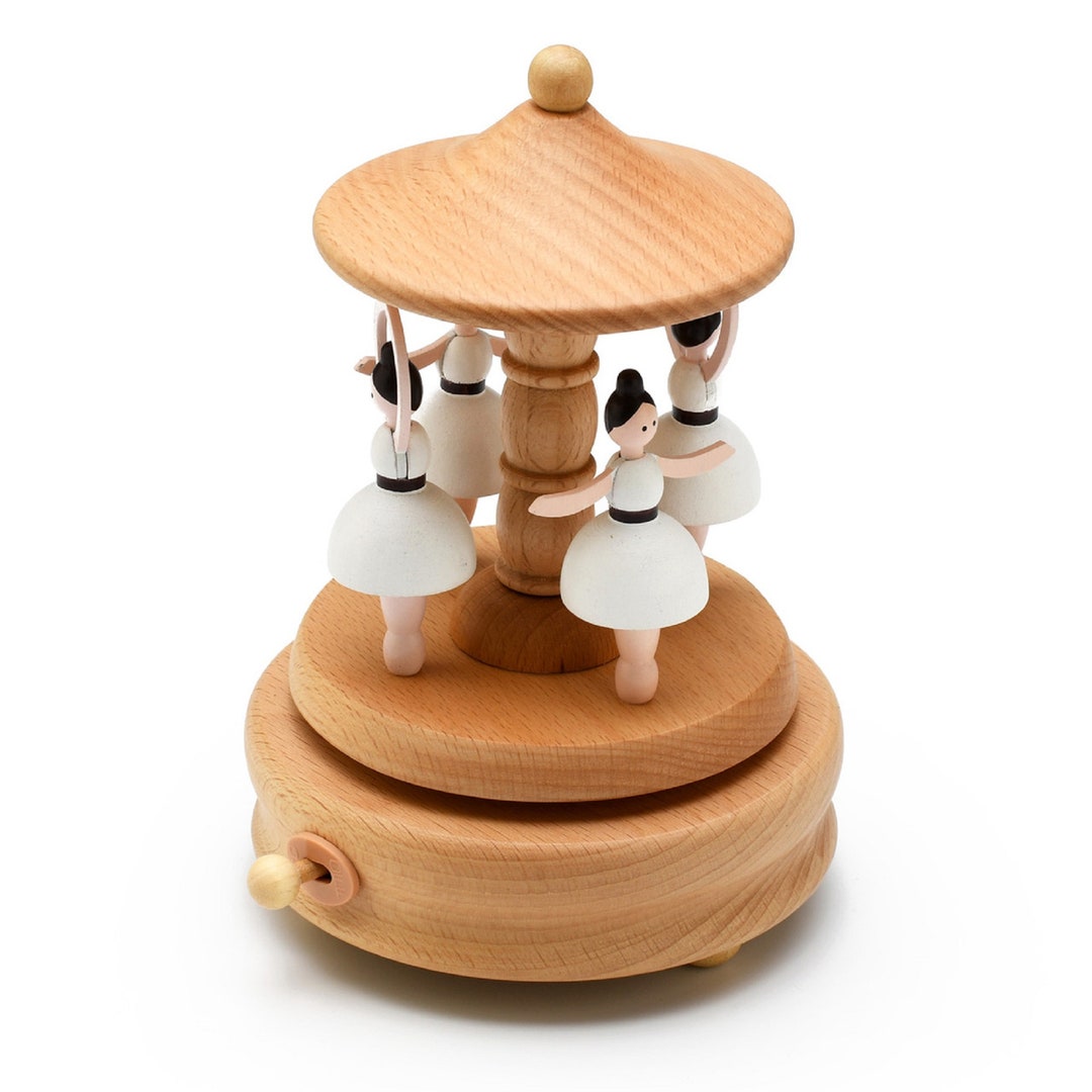 Animated 18 Note Musical Wooden Ballerina Carousel Keepsake - Many ...