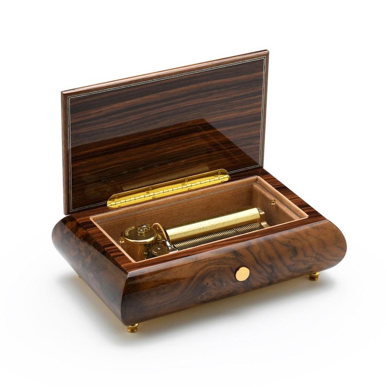 Handmade Italian Walnut Finished Floral Wood Inlay 50 Note Sankyo ...