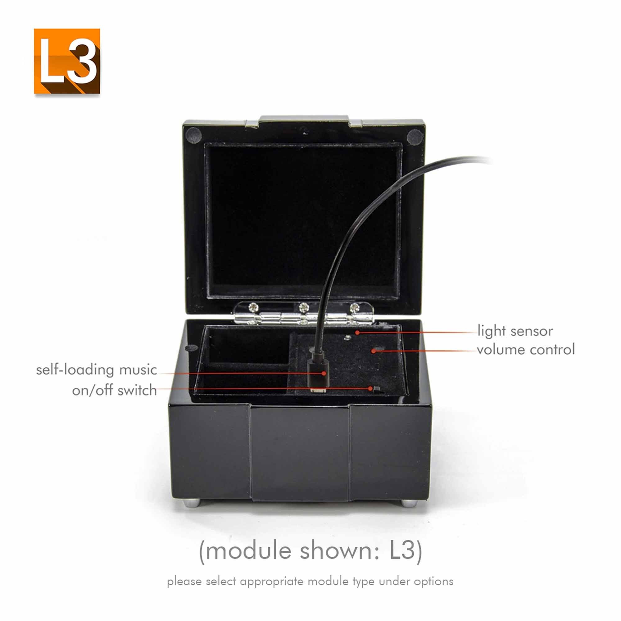Modern Black Lacquer Custom USB Sound Module Jewelry Box With Chrome ...