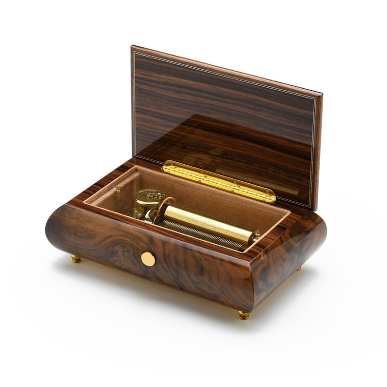 Handmade Italian Walnut Finished Floral Wood Inlay 50 Note Sankyo ...