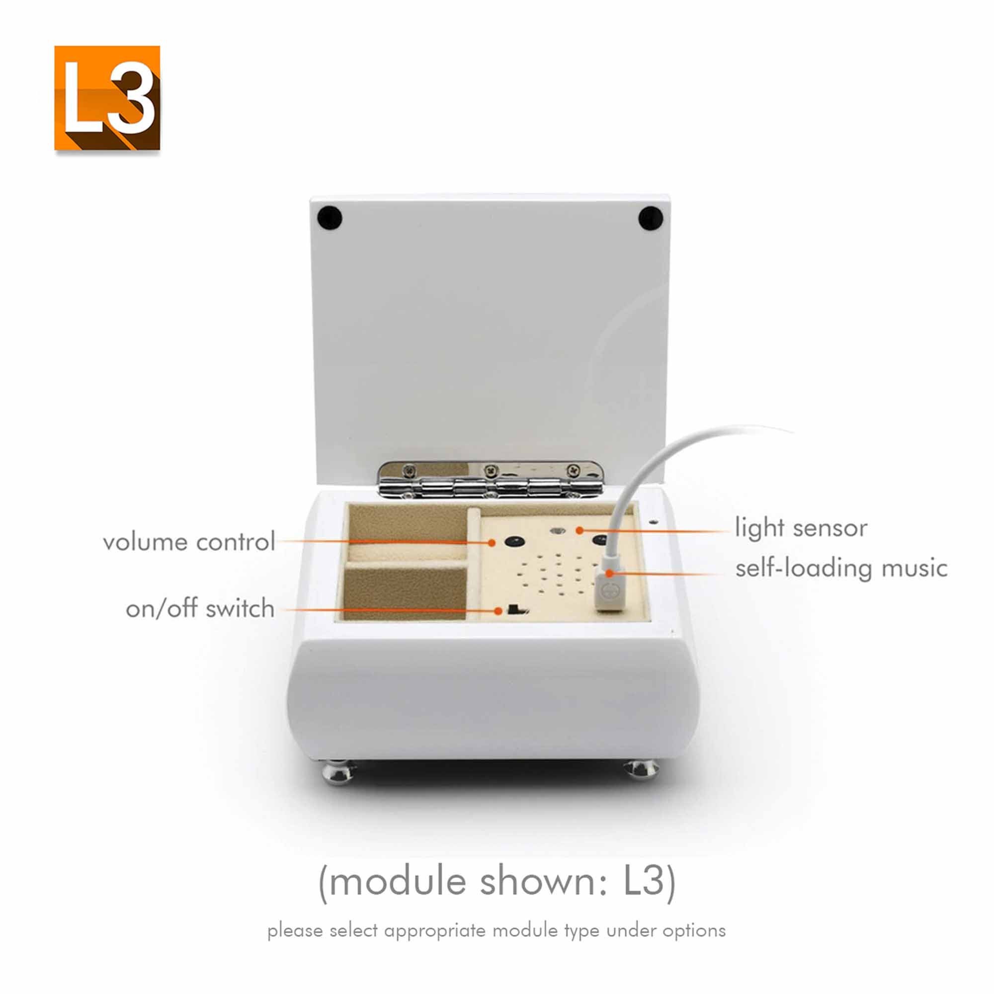 White Lacquer USB Music Box: Custom Sound Module, Ring Storage - Etsy