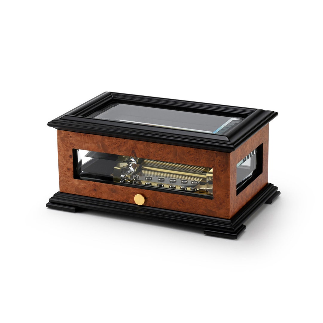 Handcrafted 50-note Sankyo Wooden & Beveled Glass Music Box - Etsy