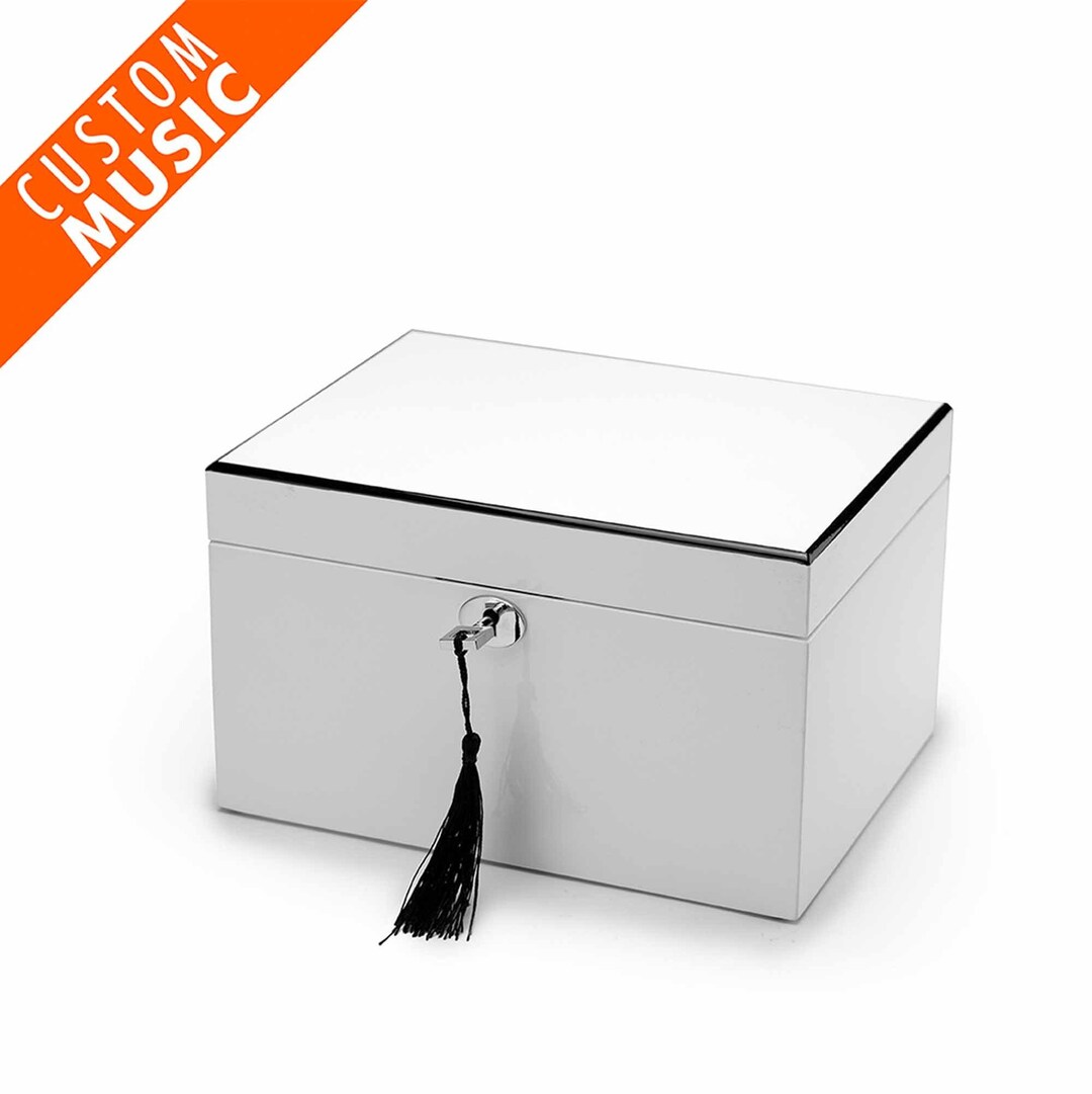 Ultra-sleek Pearl White Lacquer USB Sound Module Music Jewelry Box ...