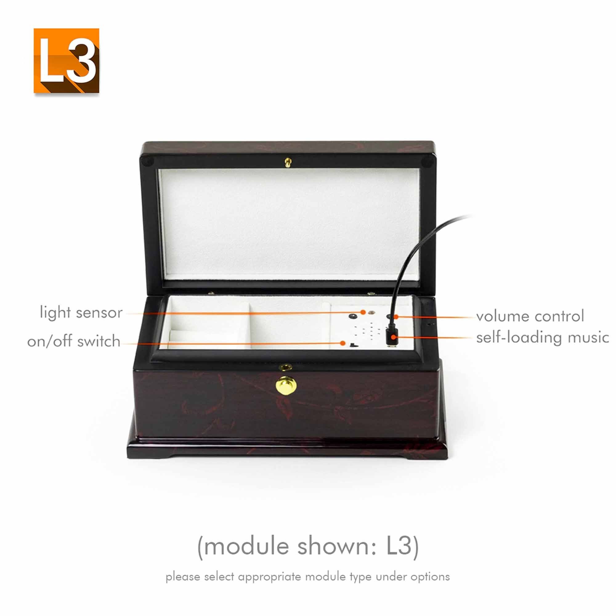Rosewood Gorgeous Floral Motifs Custom USB Sound Module Any Song Music ...