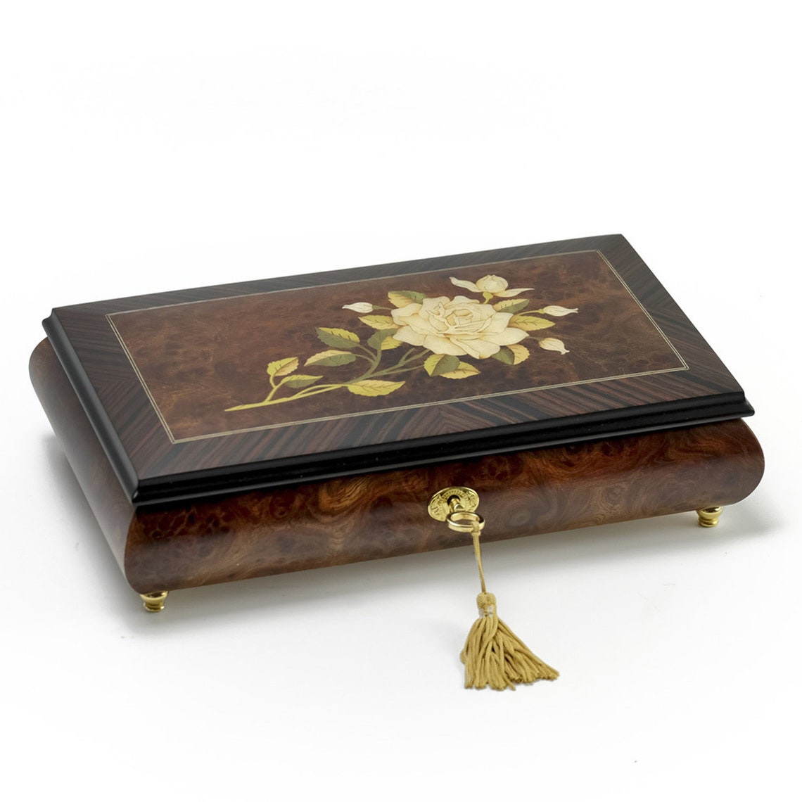 Handcrafted Italian Sorrento 18 Note Single Stem White Rose Musical ...