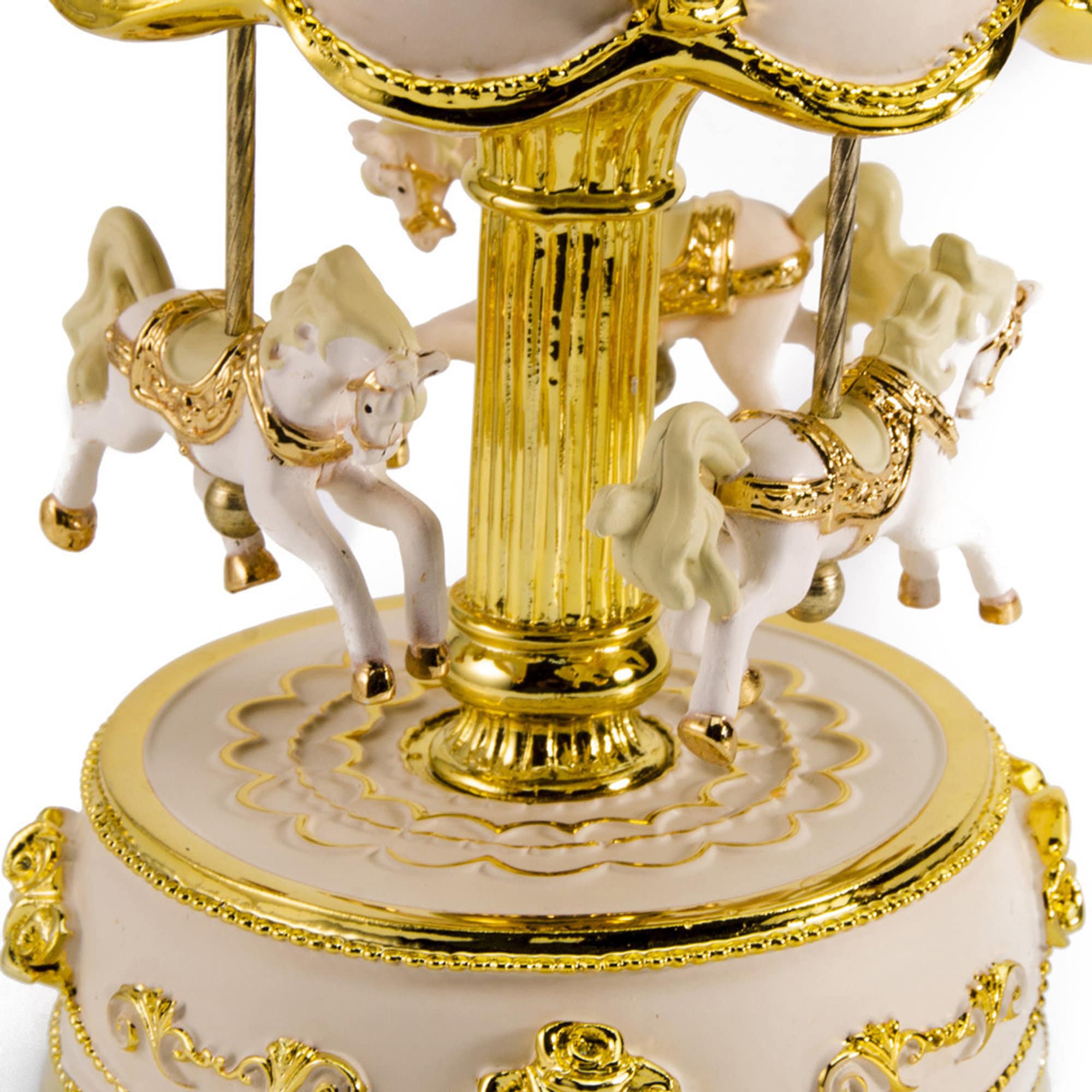 Ivory Canopy With Gold Accents Animated Musical Carousel Keepsake ...