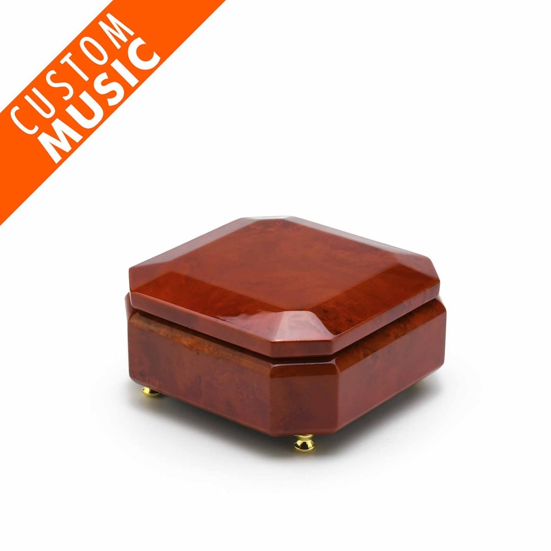Octagonal Beveled Wood Tone Custom USB Module Music Box - Custom Music ...