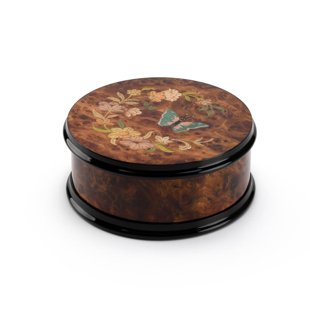 Handcrafted Butterfly Floral Music Box - Burl-elm Wood Inlay - Etsy