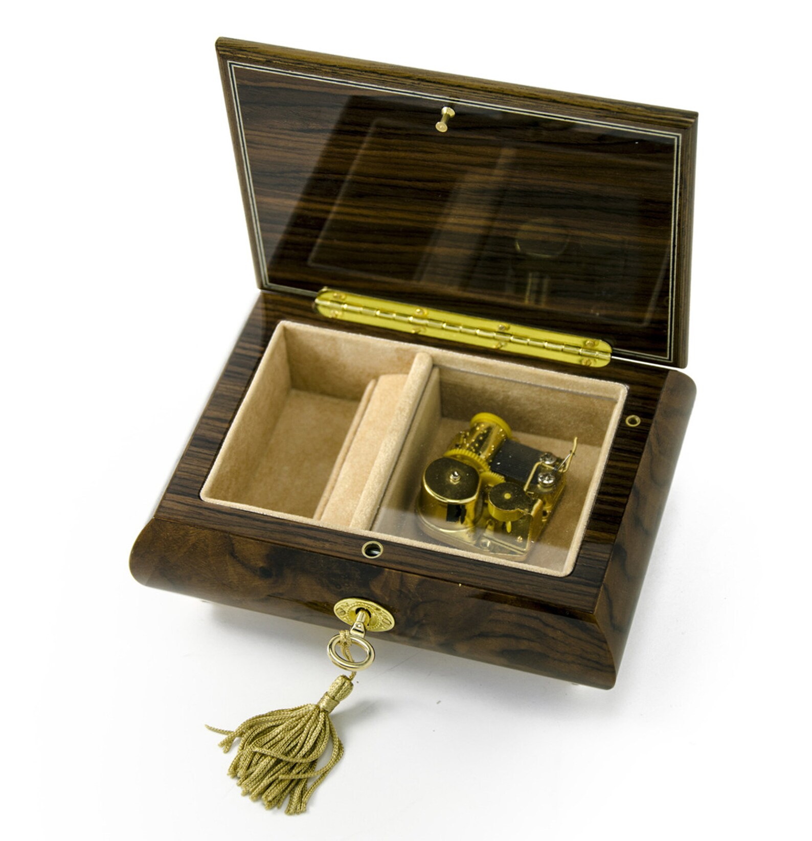 Floral Inlay Walnut Musical Jewelry Box – 18 Note, Lock & Key - Etsy