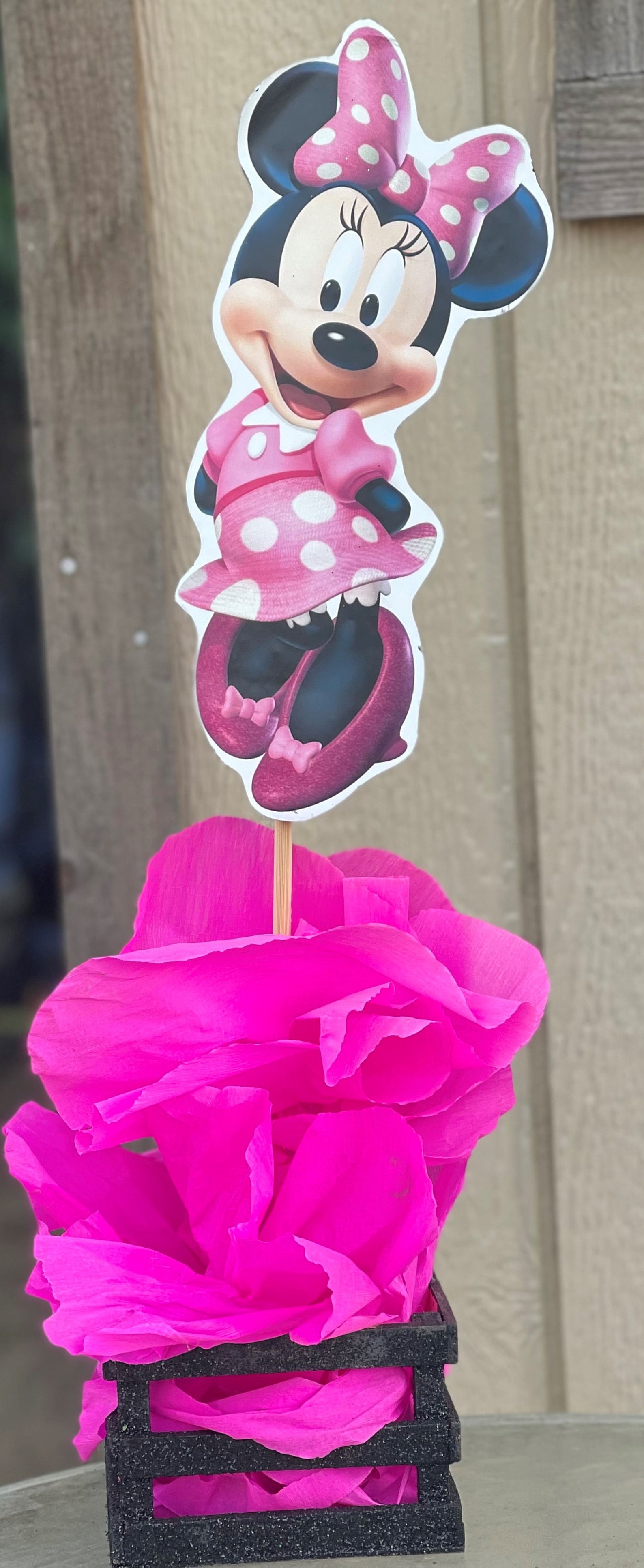 Minnie Mouse Wood Base Table Decorations Pink Hot Pink Red Gold ...
