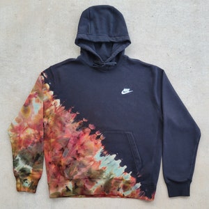 Tie Dye Hoodie, Half Reverse Dyed/ice Dyed Hoodie, Handdyed Pullover Black Hoodie, Earthy, Mens ...