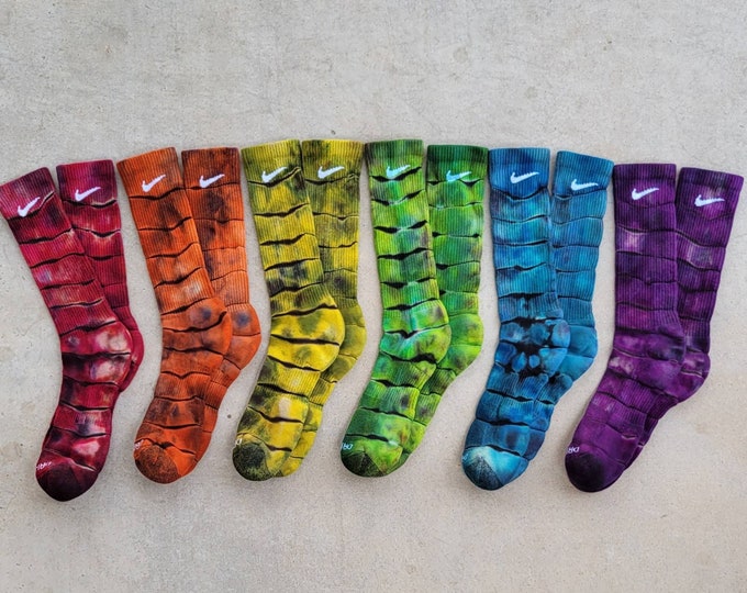 6 Pack, Tie Dye Socks, Geode Style, "dark Rainbow", Red,orange, Yellow ...