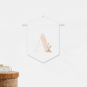 Pink Nursery Banner, Custom Pennant, Bunny Wall Banner, Baby Room Decor ...