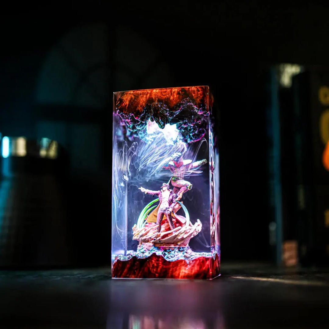 Jotaro Kujo & Star Platinum Resin Lamp, Handmade Jojo Anime Decor ...