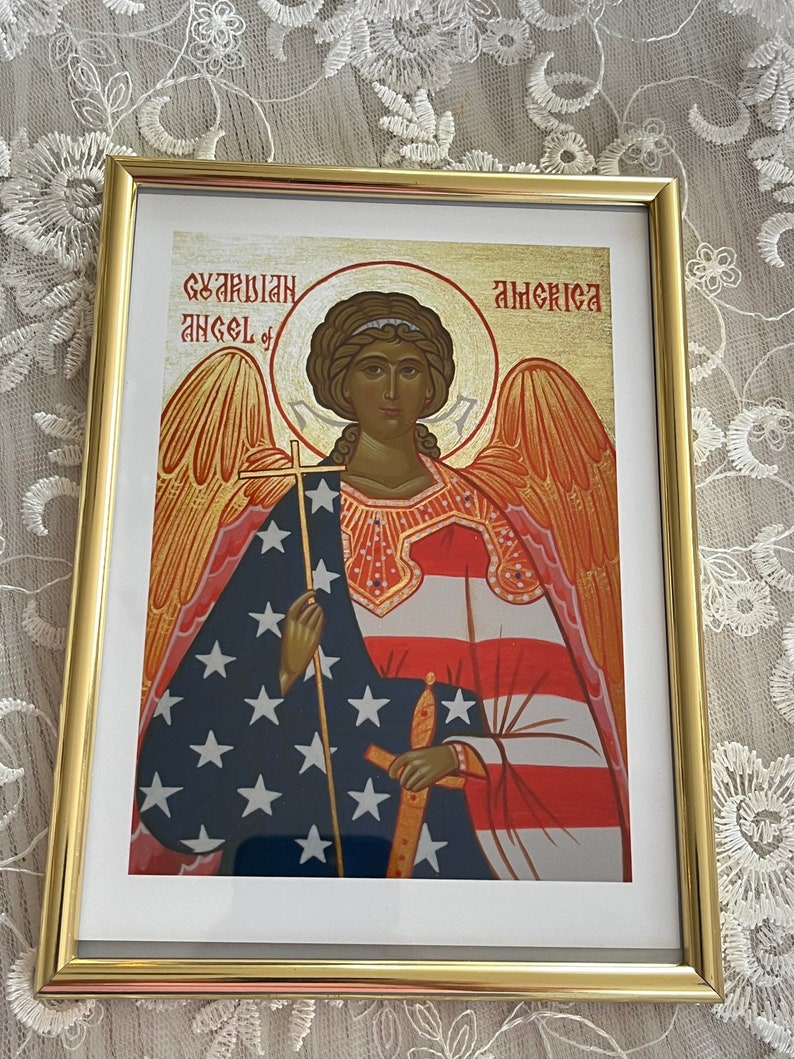 Guardian Angel of America, Fine Art Print, Byzantine Icon, Iconography ...