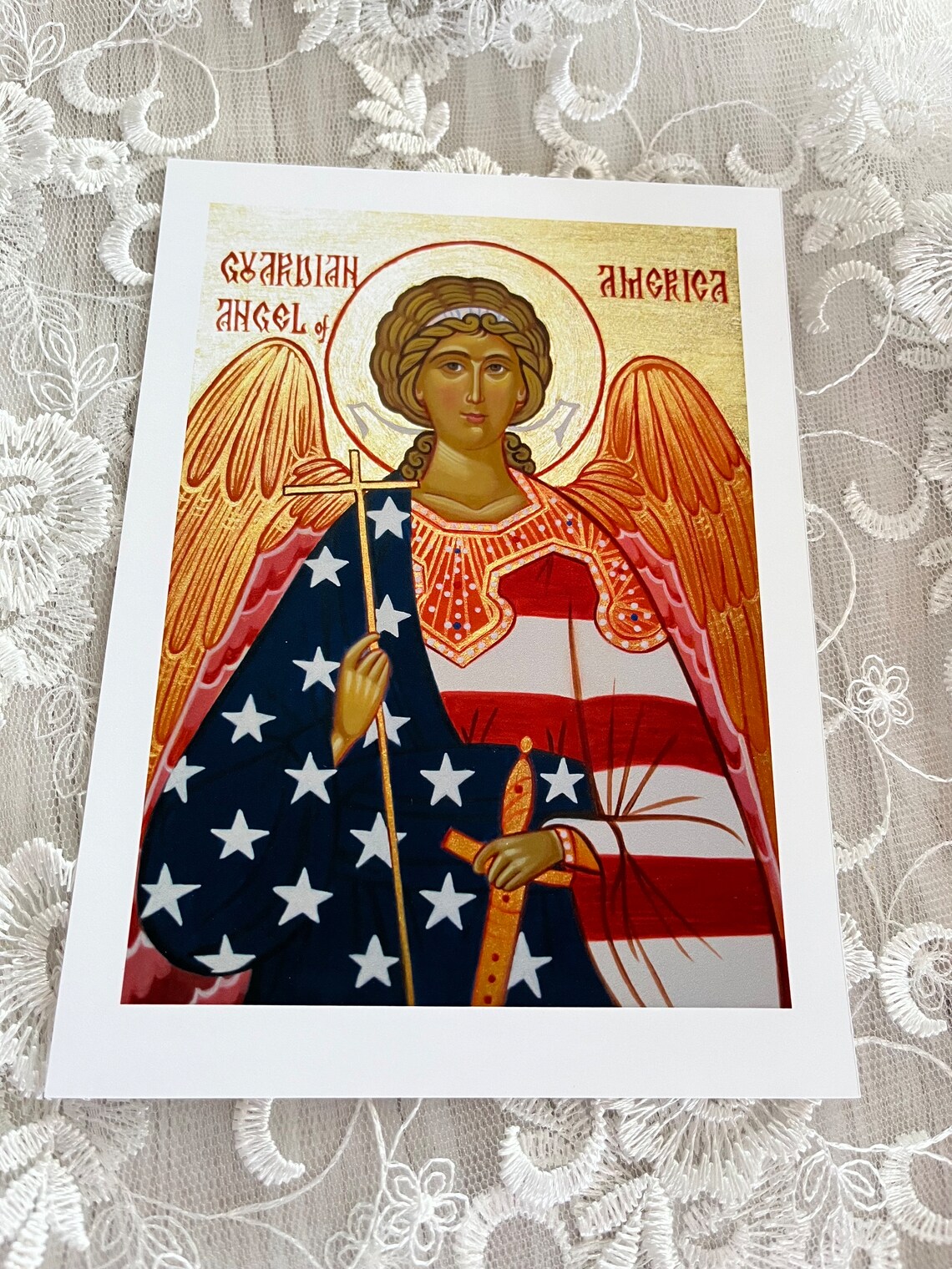 Guardian Angel of America, Fine Art Print, Byzantine Icon, Iconography ...