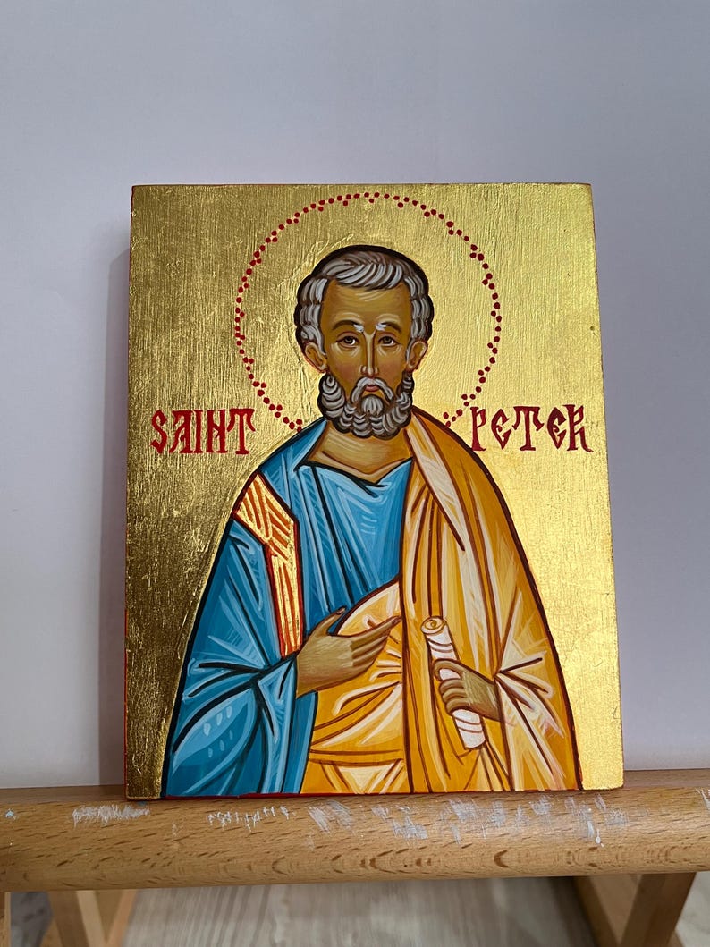 Saint Peter Byzantine Icon, Hand Painted Icon, Hand Made Orthodox Icon ...