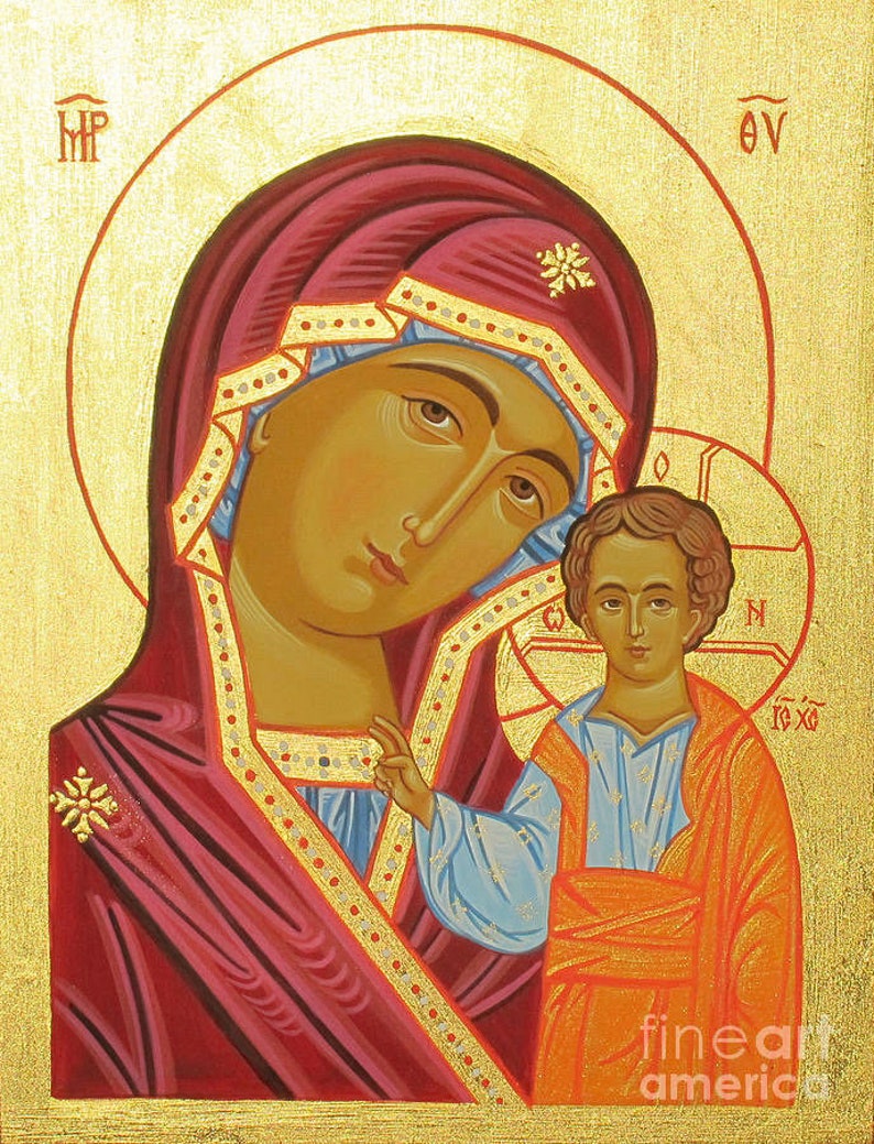 Theotokos With Christ Child, Byzantine Icon, Virgin Mary With Child ...