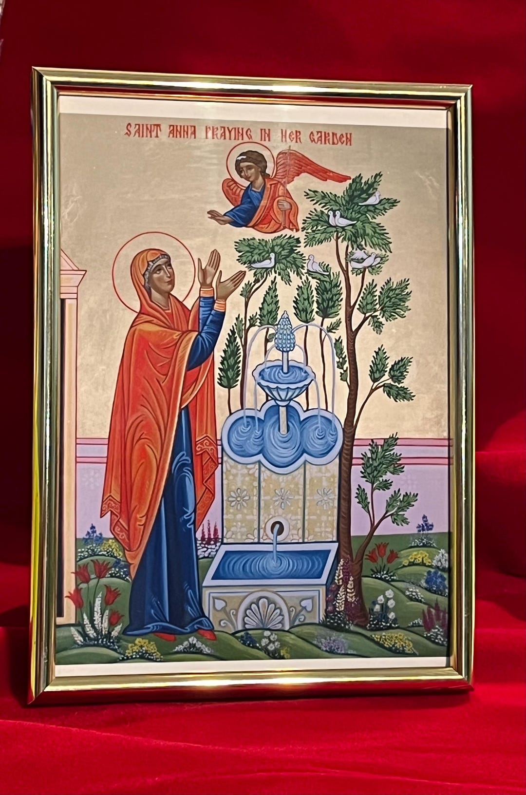Saint Anna Praying in Her Garden, Fine Art Print, Byzantine Icon Fine ...