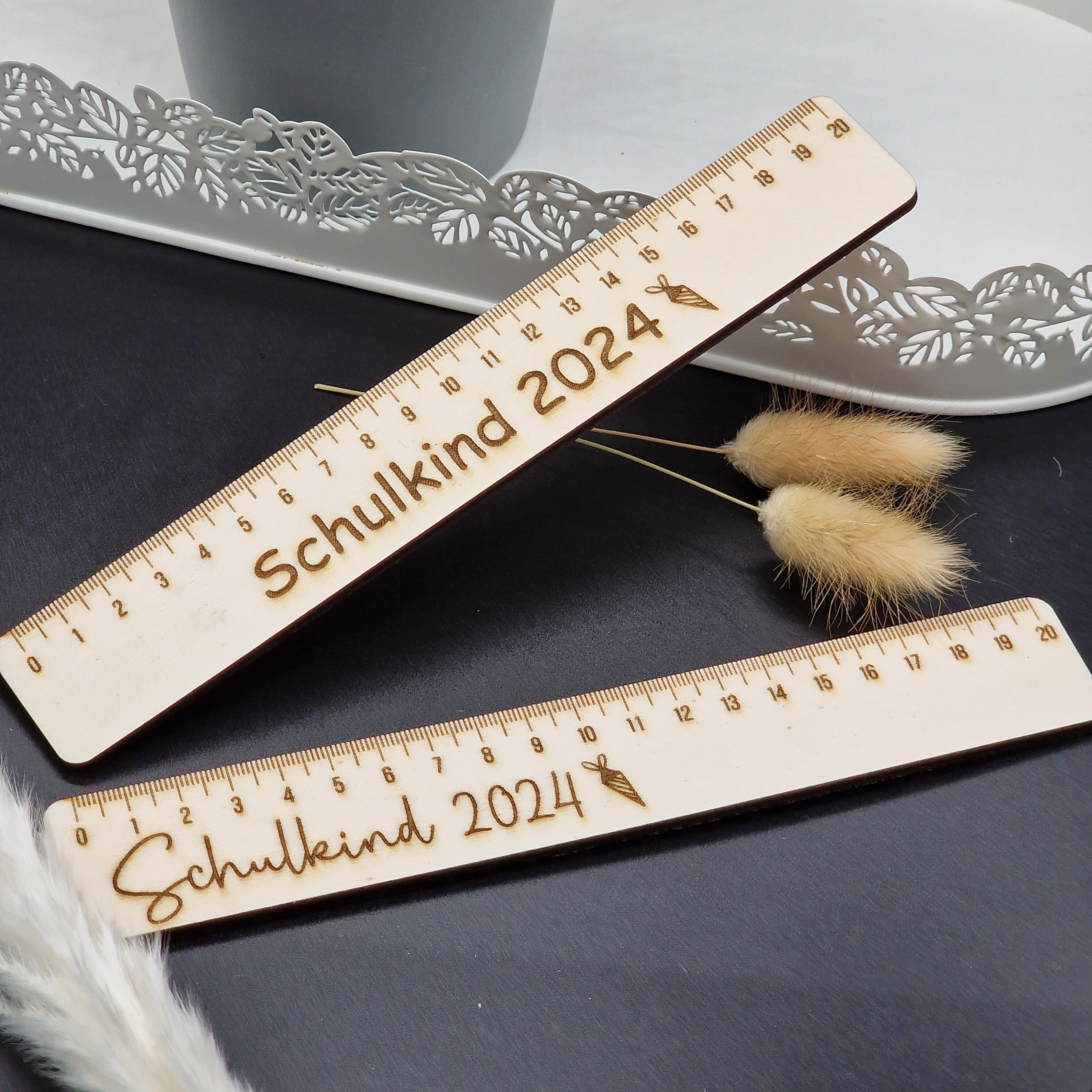 Schulkind 2024 Ruler 20 Cm Long Made of Wood With Engraving / Small ...