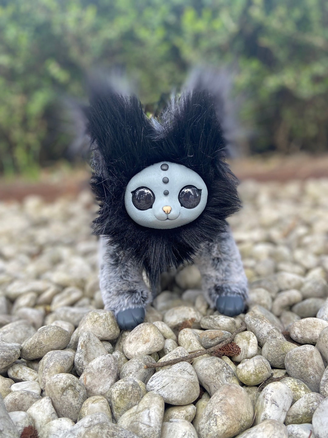 Posable Art Doll Creatures, Realistic Fantasy Plush Animals, Gray Black ...